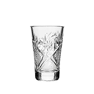 WORLD GIFTS Set of 6 Russian Cut Crystal Shot Glasses 1.2 oz. Hand Made Soviet USSR Vodka Shooters - Vintage Design