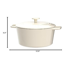 Cuisinart Chef's Classic Enameled Cast Iron Round Covered Casserole (Cream, 7- Quart)