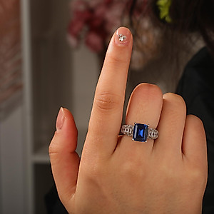 Jeulia Vintage Wedding Ring for Women: Radiant Cut Sterling Silver Halo Diamond Bridal Set Engagement Wedding Band Best Anniversary Promise Christmas Jewelry Gift with Box