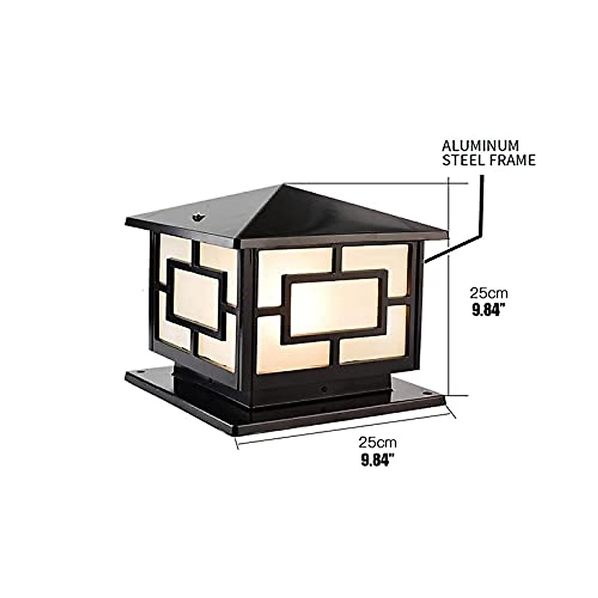 Wylolik Pillar Lights Outdoor, Patio Waterproof Column Lamp Villa Garden Courtyard Fence Deck Stigma Lamps Square E27 Pedestal Lantern Exterior Rainproof Pathway Lighting