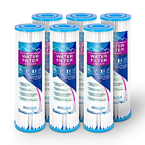 Ronaqua 6 Pleated Sediment Water Filter Cartridge 9.87”x 2.5” Amplified Surface Area, Removes Sand, Dirt, Rust, Extended Filter Life WELL-MATCHED with WHKF-WHPL, 801-50, WB-50W, WFPFC3002, SPC-25-1050