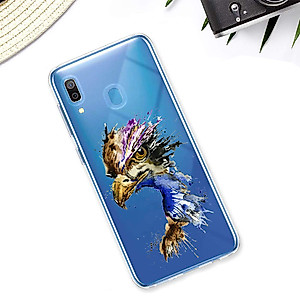 Transparent Case Compatible for Samsung Galaxy A10E, Soft Silicone TPU Gel Animal Drawings Ultra Thin Anti-Shock and Anti-Scratch Clear Bumper Case Cover for Samsung Galaxy A10E, A4