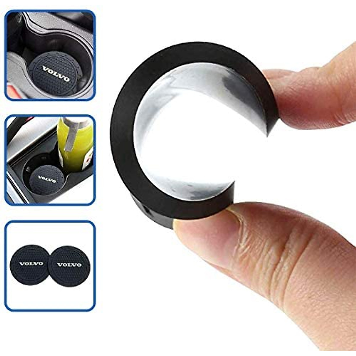 JDclubs 2.75 Inch Diameter Oval Tough Car Logo Vehicle Travel Auto Cup Holder Insert Coaster Can 2 Pcs Pack (fit Volvo)