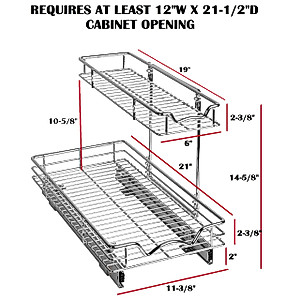 Hold N’ Storage 2 Tier Under Sink Organizers and Storage - slide out Cabinet Organizer With Sliding Drawers For Inside Cabinets- 12"W x 21"D x 15”H, Chrome.