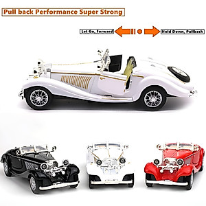 1:28 Scale Pullback Diecast Metal Antique Classic Model Cars Collectible Toy Gifts (White,Length 6.5in/16.8cm)