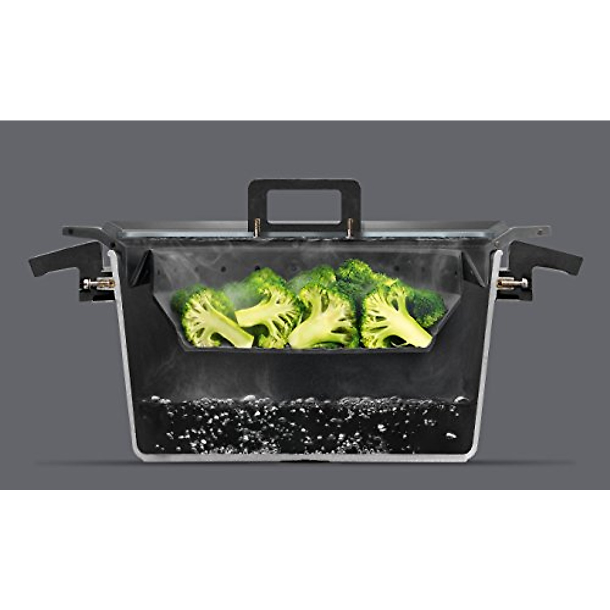 Woll Insert & Lid Concept Plus Diamond Reinforced Nonstick Stockpot with Silicone Insert and Lid, 8-Quart, 11-Inch Diameter, Gray