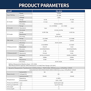 MATRIX Electronic Load Tester PEL8150, 150V 30A 150W Programmable DC Electronic Load, 0.1mV 0.1mA Resolution DC Power Supply Tester for Voltage Current, 0.2% Accuracy Electric Circuit Testing Device