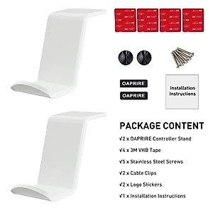 OAPRIRE Under Desk & Desktop Controller Holder Gaming Accessories (2 Pack) for Xbox ONE PS4 PS5 Switch, Universal Controller Stand with Clips (White)