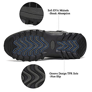 Mishansha Mens Womens Winter Warm Snow Boots Slip On Waterproof Outdoor Casual Walking Hiking Shoes Black 12.5 Women/11 Men