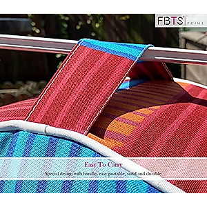 Outdoor Inflatable Ottoman Red Round 21x9 Inch Stripe Pattern Patio Foot Stools and Ottomans Portable Footrest