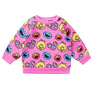 Sesame Street Elmo, Cookie Monster, Big Bird and Abby Cadabby Girls Long Sleeve Shirt and Pants Set for Infant and Toddler