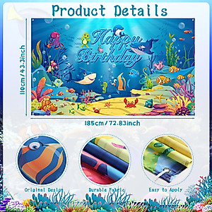 Capoda 143 Pcs Sea Party Supplies Birthday Backdrop Ocean Animal Balloons Ocean Theme Birthday Party Decorations Ocean Balloons Background Banner for Ocean Beach Underwater Birthday Decor