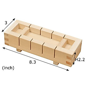 EDOYA Hinoki Wood Sushi Press Mold Oshizushi Made in Japan 5 slices(8.3×3 inch)