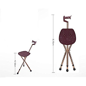 Walking Cane Chair, Three Legged Seat Folding Walking Stick Portable Height Adjustable Walking Cudgel Stick Stool Unisex for Elderly,Crutches