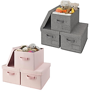 GRANNY SAYS Bundle of 3-Pack Fabric Storage Bins with Lid & 3-Pack Storage Bins for Closet Organization