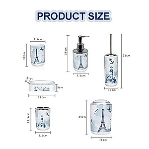 BFYLSQUE Lighthouse Bathroom Accessory Set, 6 Pieces Luxury Bath Accessories Bath Set Lotion Bottles Toothbrush Holder Tooth Mug Soap Dish Toilet Brush Rubbish, for Modern Design - Plastic