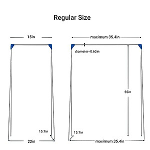 BIVIZKU Adjustable Portable Garment Rack Extra Compact Lightweight Foldable Mini Drying Clothes organizer for Travel Camping Laundry Dance (35.4x15.7x55)+Travel Bag+ClothesPins Set (regular)