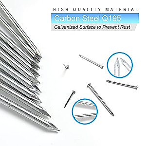 376pcs Hardware Nails Assortment kit with 2" Nails & 8oz Claw Hammer, Nails for Hanging Pictures, Picture Hanging Nails, Finishing nails, Wall nails, Small nails, Wood nails and Hammer