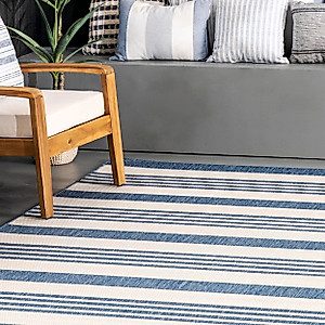 nuLOOM Robin Multi Stripe Indoor/Outdoor Area Rug, 10x14, Blue