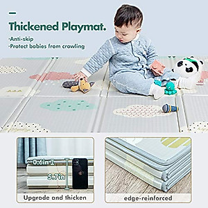 UANLAUO Foldable Baby Play Mat, Extra Large Waterproof Activity Playmats for Babies,Toddlers, Infants, Play & Tummy Time, Foam Baby Mat for Floor with Travel Bag