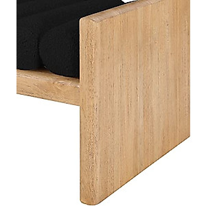 Meridian Furniture Waverly Collection Modern | Contemporary Bench with Solid Wood Rich Finish, Luxurious Boucle Fabric, 32" W x 19" D x 18" H, Black