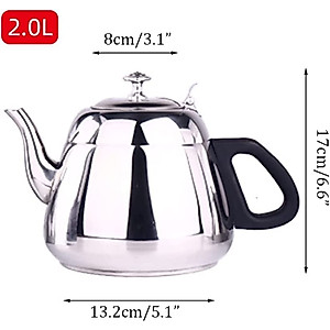 Practical Teakettle Tea Kettles 304 Stainless Steel Teapot Induction Cooker Kettle Ergonomic Handle Teakettle for Coffee, Milk and More Portable