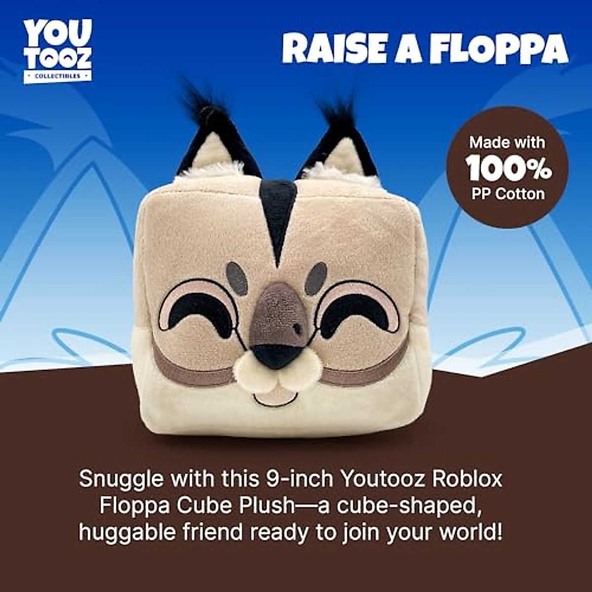 YouTooz Floppa Plush, 9" Inch Raise a Floppa Roblox Cube Plush, Collectible Soft Floppa Plush Roblox Edition Plush Collection