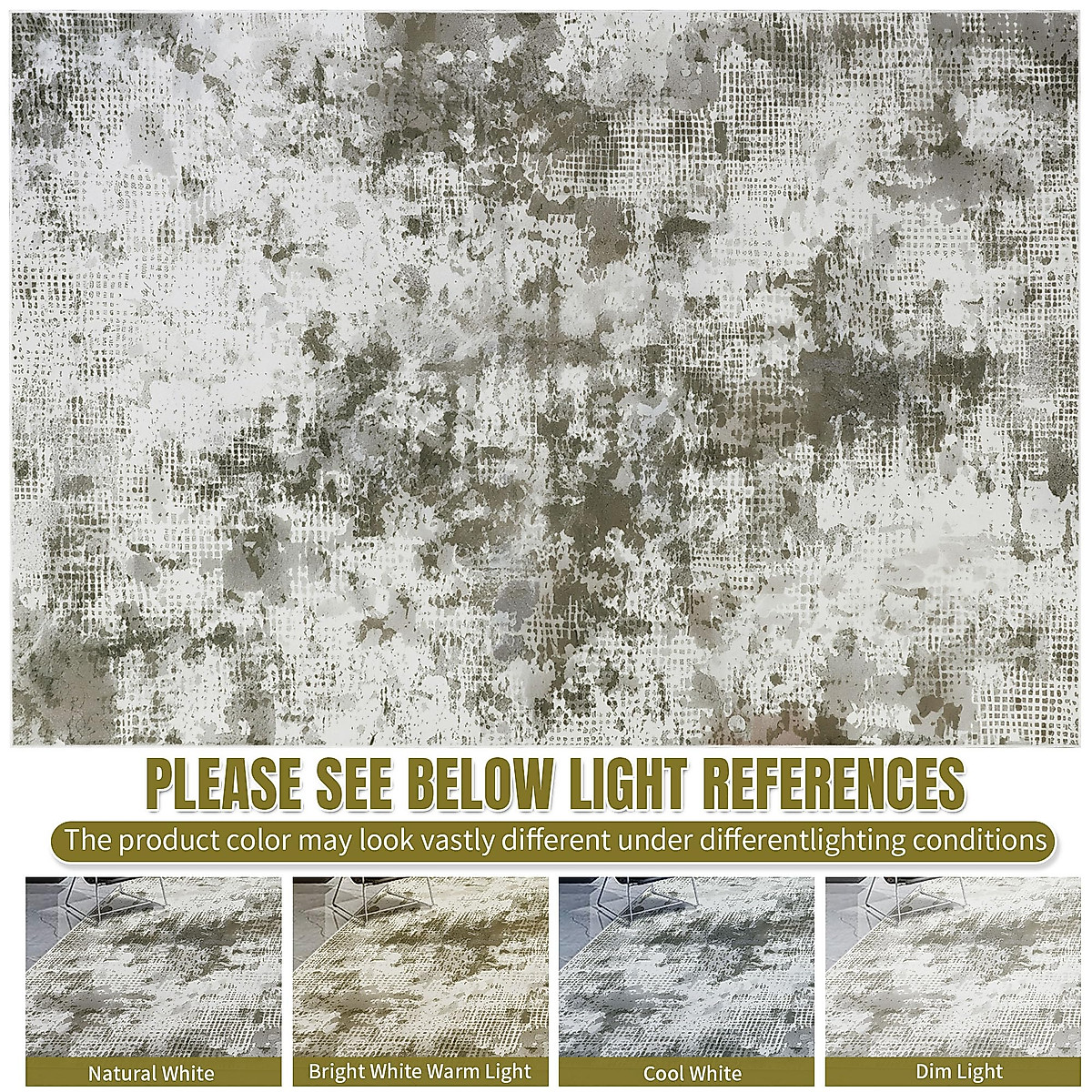 HOMBYS 10x14ft Modern Area Rug for Living Room Bedroom, Large Abstract Floor Carpet for Indoor Office Dining Room, Tie Dye Home Deco Non-Shedding, Machine Washable, Khaki