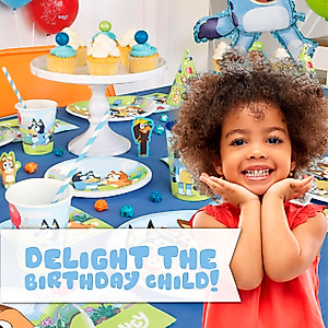 Unique Bluey Birthday Party Supplies | Bluey Party Supplies | Bluey Birthday Decorations | Bluey Party Decorations | With Bluey Tablecover, Bluey Plates, Bluey Cups, Bluey Napkins, Button