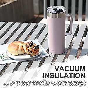 Life's Easy 20oz Insulated Travel Coffee Mug Stainless Steel Vacuum Tumbler Cup with Flip Lid, Spill Proof Double Wall Thermos for- Keep Hot & Cold Drinks, Gifts for Men & Women | Lavender