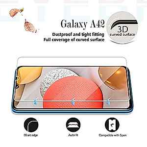 Galaxy A42 HD Clear Tempered Glass Screen Protector + Camera Lens Protectors by YEYEBF, [2+2 Pack] [3D Glass] [Bubble-Free] [Anti-Glare] Screen Protector Glass for Samsung Galaxy A42