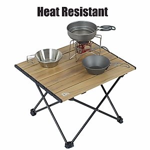 iClimb Ultralight Compact Camping Folding Table with Carry Bag (Nature- S)