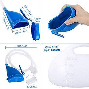 Takuyada Unisex Potty with Lid and Funnel, Portable Pee Bottle for Men and Women, 2000ml Large Capacity Male Female Reusable Urinals, Emergency Urine Collection for Hospital Home Camping Car Travel