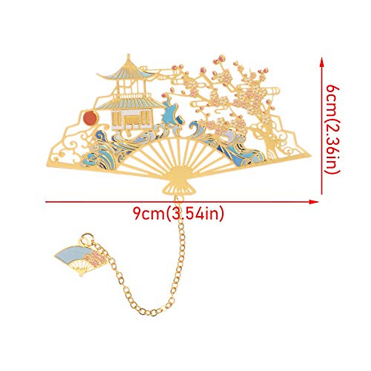 SDUSEIO 2 Pieces Chinese Style Bookmark Creative Metal Hollow Brass Bookmark Vintage Exquisite Gift Bookmark with Metal Pendant for Birthday Present