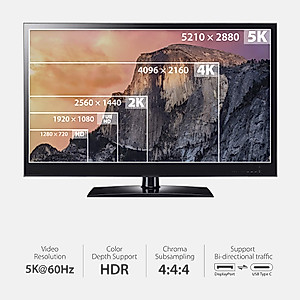 Moshi USB C to DisplayPort Cable 1.5m/5ft, Support 5K@60 Hz, 4K HDR, VESA Certified, Aluminum Housing, Thunderbolt 3 Compatible (Ensure Monitors Accept DisplayPort Signal)