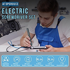 3.7V Mini Electric Screwdriver, 24 IN 1 Cordless LED Light Mini Screwdriver Set with 24 S2 Magnetic Bits, 2 Torque Settings, Precision Screwdriver Set Tool Set for Phone|PC|RC|Watch