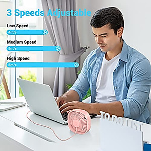 Small USB Desk Fan, 4 Inch Quiet Mini Table Fan, 3 Speeds Portable Desktop Fan, 360°Rotatable Little Personal Fan, Small Cooling Fan with USB Cable, Mini Fan for Home Office Bedroom Summer Gift