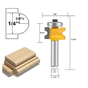 OLETBE Router Bits 1/4 Inch Shank Bullnose Bit 5PCS，Half Round Bearing Cabinet Shelf Door Edge Cutting Bits， Radius 1/8" 3/16" 1/4" 5/16" 3/8", Woodworking Milling Cutter CNC Tool(Panel)