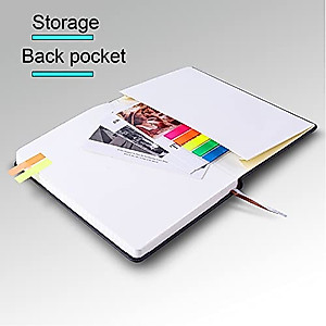 Vanpad Hardcover Lined Journal 8.3" x 5.5" Sturdy Classic A5 Writing Notebook Ruled Medium Smooth Note Book, Flat 100 gsm Thick Paper, No Bleed, Leather Cover, with Bookmarks and Inner Pockets, Black