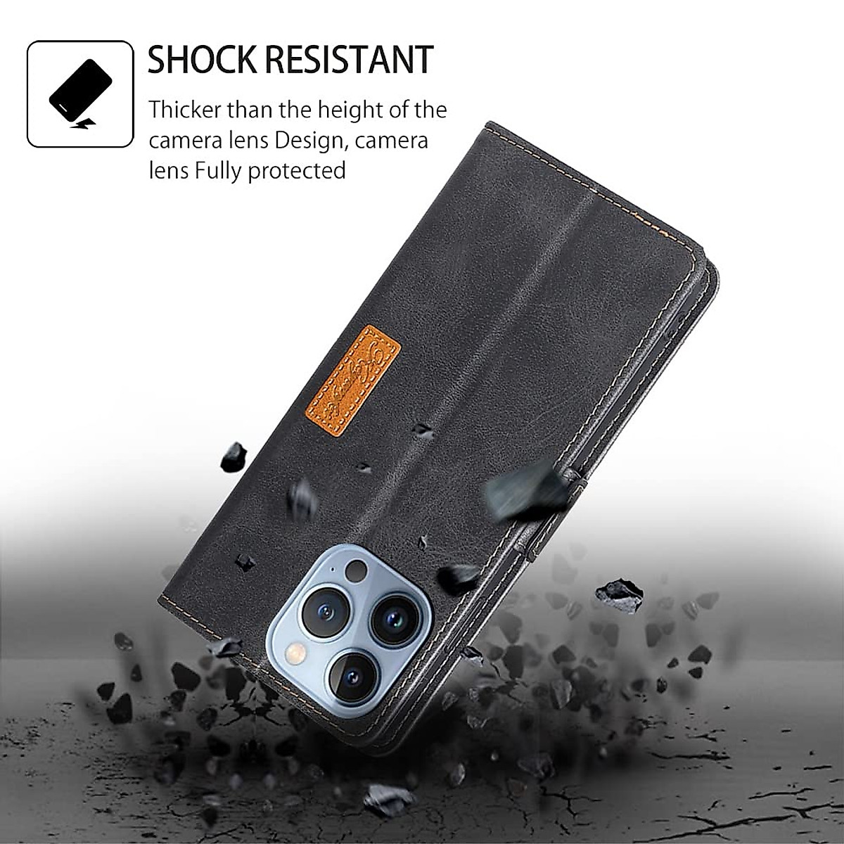 Fansipro Wallet Folio Case for Oppo Reno 2 Z, Premium PU Leather Slim Fit Cover for Reno 2 Z, 2 Card Slots, Friendly Fit, Black & Gray