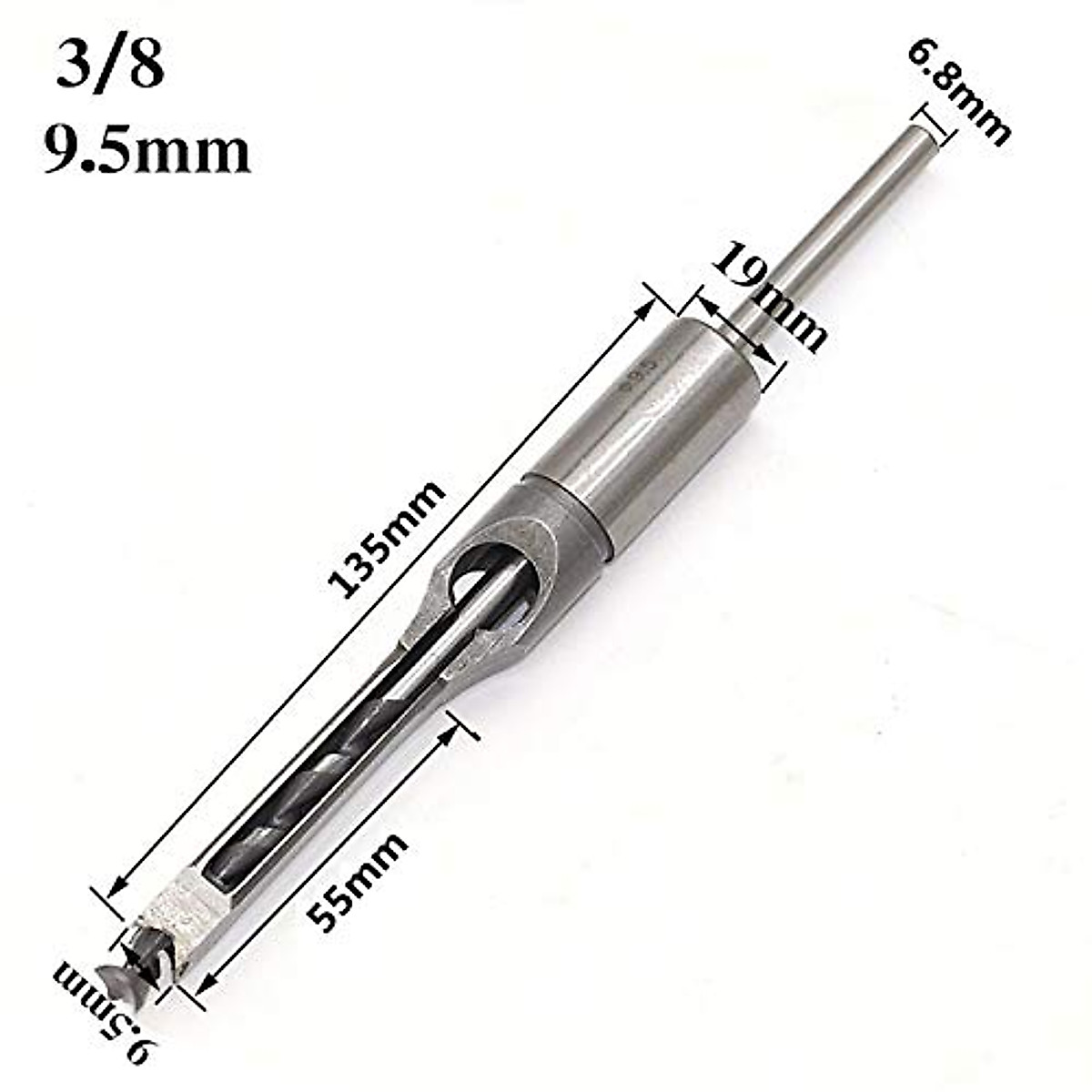 4Pcs HSS Mortise Chisel Set Woodworking Square Drill Bits Wood Hole Saw with Twist Drill