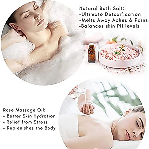 Pink Himalayan Bath Salt Gift Set - Body Foot Spa Kit with Rose Essential Oil & Moisturize Foot Lotion, Revitalize and Soothe Skin, Foot Care Spa Gift Foot Soak for Women Relaxing Christmas Gifts