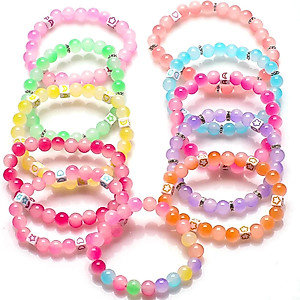 1800pcs 6MM Glass Beads for Jewelry Making, 28 Colors Crystal Bracelet Making Glass Bead Round DIY Craft Beads with Elastic Thread for Earrings Necklace Bracelet Making (6MM-28 Gradient Colors)