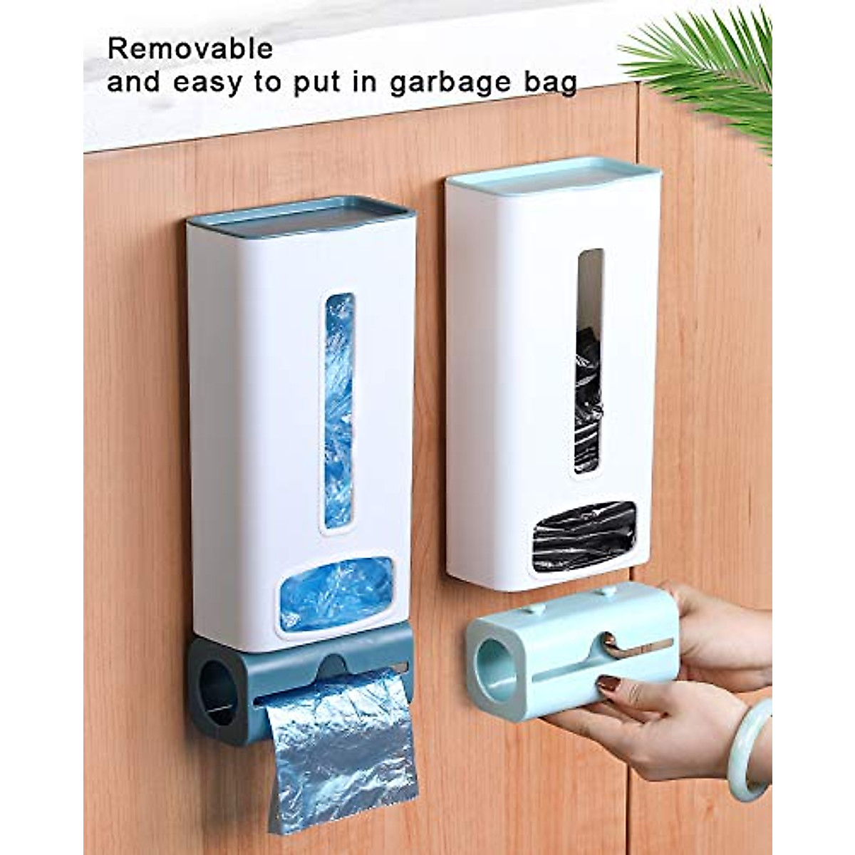Garbage Bag Holder Kitchen Plastic Bag Holder Garbage Bag Dispenser Storage Box Wall Mount Bag Saver Bag Storage for Plastic Bags (Dark Blue)