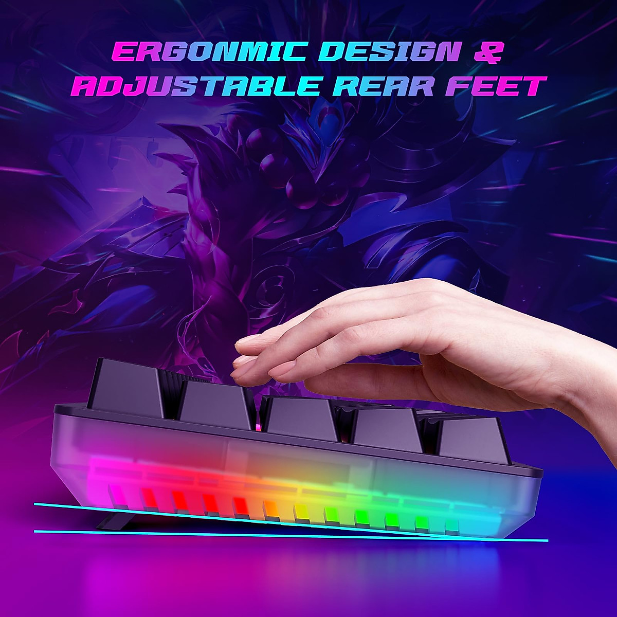 60% Keyboard Mechanical, Mini Wired Gaming Keyboard Compact 60 Percent Keyboard, RGB Backlit Hot-Swappable Red Switch Fully Programmable for Windows Laptop PC Mac,K642 Black- Transparent