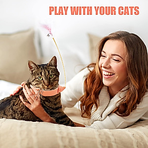 LUKYY Cat Teaser Wand with Neck Collar,Hand-Free Cat Feather Wand Toy,Interactive Self Play Toys with Bell for Indoor Kittens,Entertainment Furry Toy for Cats.