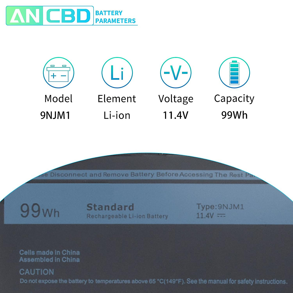 ANCBD New 9NJM1 Laptop Battery Replacement for Dell Alienware 17 R4 R5 15 R3 R4 P31E P69F P31E001 P31E002 P69F001 P69F002 HF25D 01D82 546FF 0546FF HF250 0HF250 0MG2YH MG2YH 44T2R 6 Cell 99Wh/11.4V