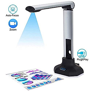 Document Camera for Teachers, Portable USB Visualiser A4 8MP with Auto-Focus and LED Supplemental Light. Excellent for Distance Education Web Classroom Library and Office Conferencing