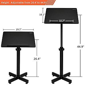 VINGLI Classic Lectern Podium Stand, Height Adjustable Church Classroom Lecture, Portable Presentation Concert Podium, Multi-Function Reading or Laptop Desk with Edge Stopper, Black
