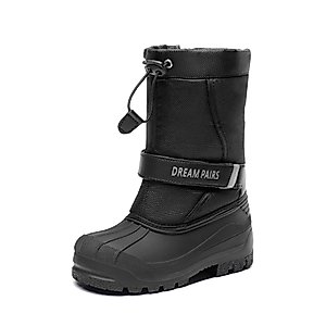 DREAM PAIRS Boys & Girls Mid Calf Water-Resistant Winter Snow Boots for Toddler/Little/Big Kid,Size 2 Little Kid,Black,KAMICK